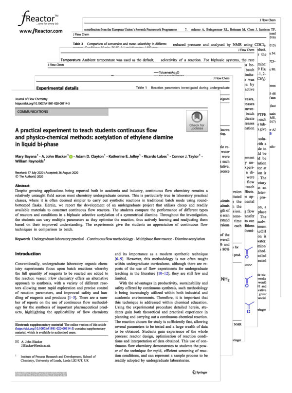 New fReactor flow chemistry paper published: Acetylation of ethylene ...