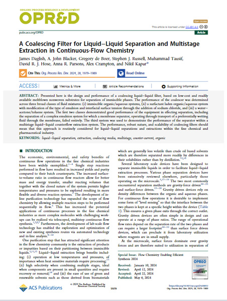 A Coalescing Filter for Liquid–Liquid Separation and Multistage ...